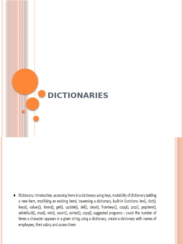 DICTIONARIES | PDF | Parameter (Computer Programming) | Computer Engineering
