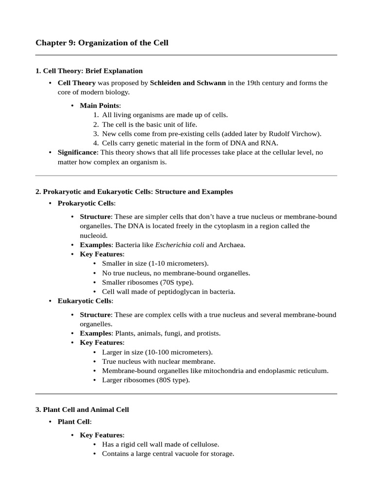 11th - Chapter 5 Cell Structure & Organization | PDF | Cell (Biology ...