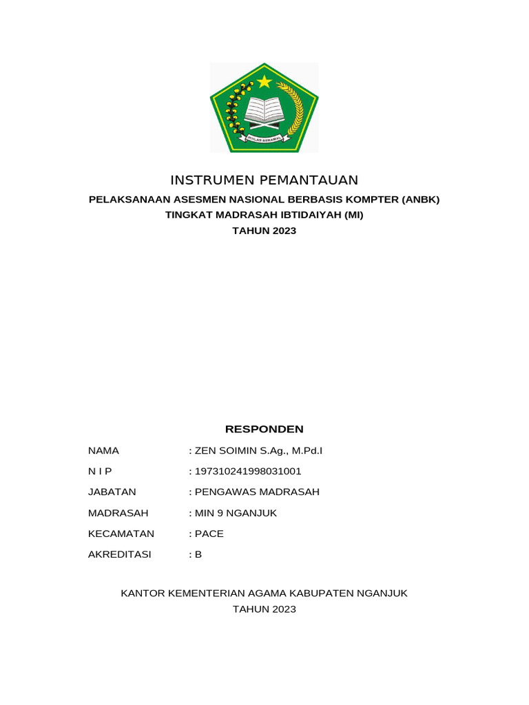 Instrumen-Anbk Mi Tahun 2023 | PDF