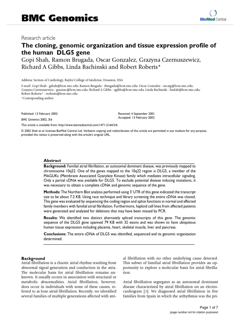Cloning and Expression of Human DLG5 Gene | PDF | Gene Expression | Dna ...