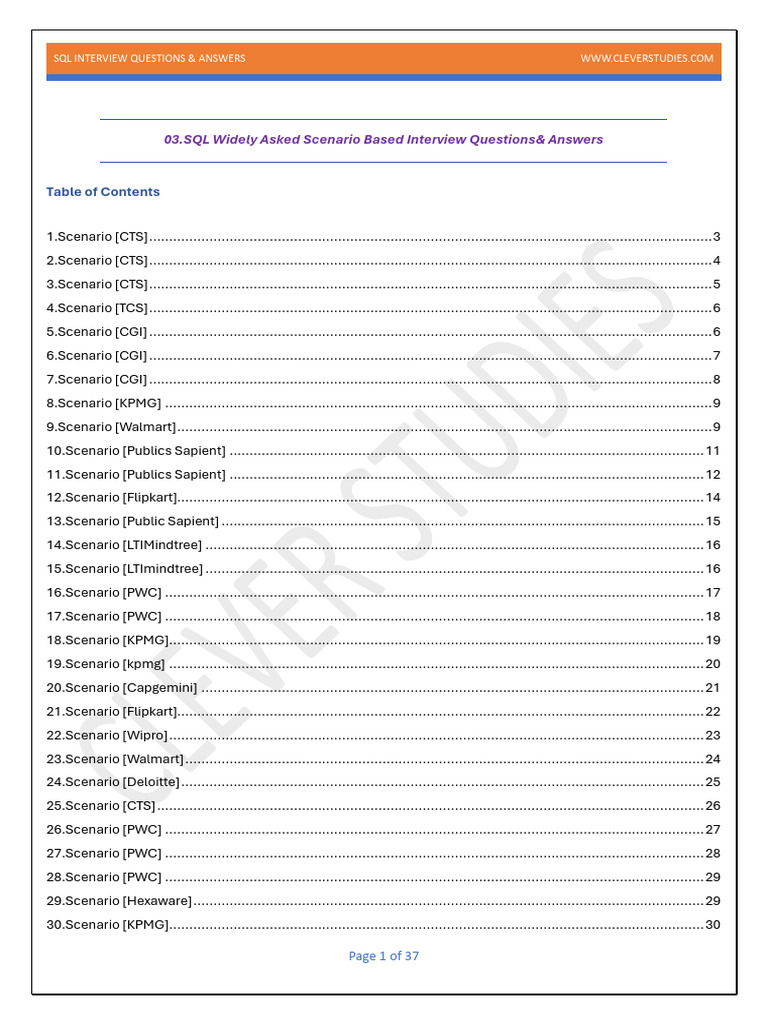 04 SQL Widely Asked Scenario Based Interview Questions& Answers-Practical-36 | PDF | Microsoft ...