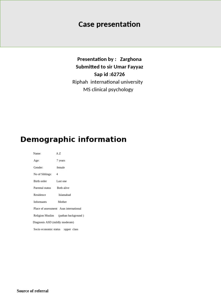 Final Case PPT Autosaved | PDF | Autism | Individualized Education Program