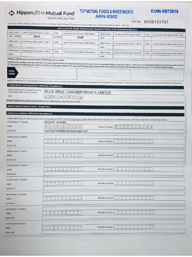 Application For Online Transaction | PDF