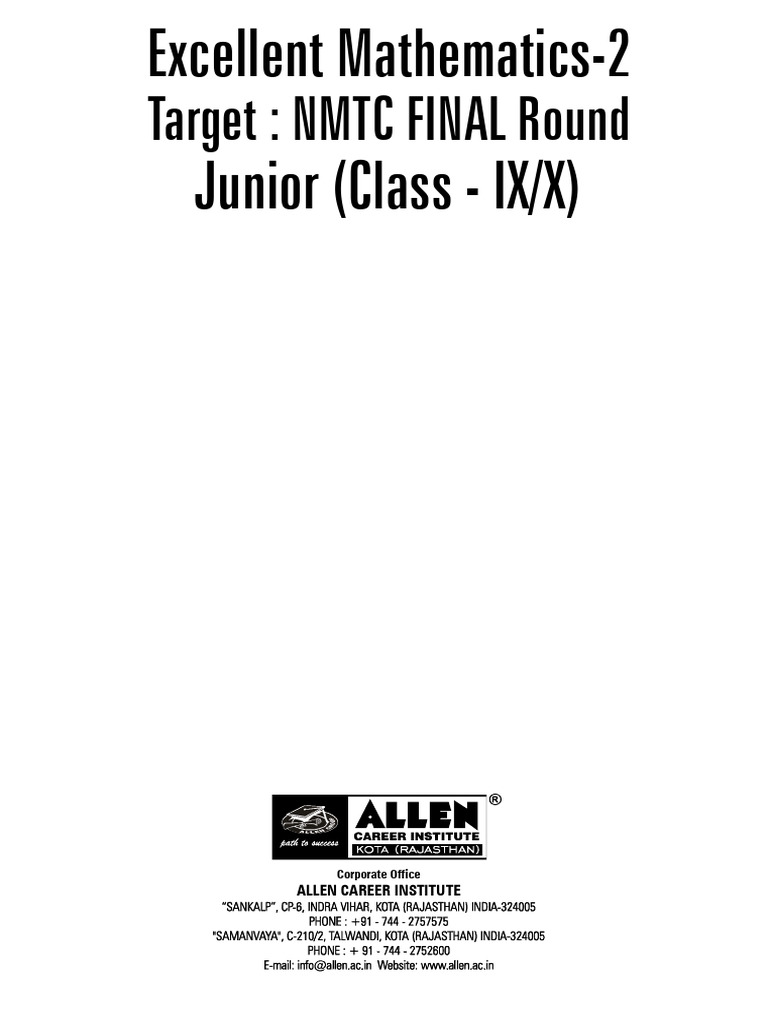 NMTC Final Round Mathematics Guide | PDF | Copyright | Number Theory