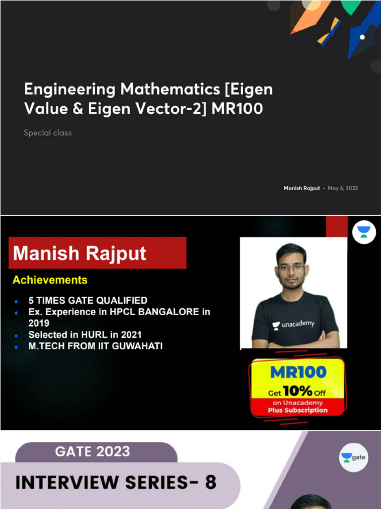 Engineering Mathematics Eigen Value Eigen Vector2 MR100 No Anno | PDF