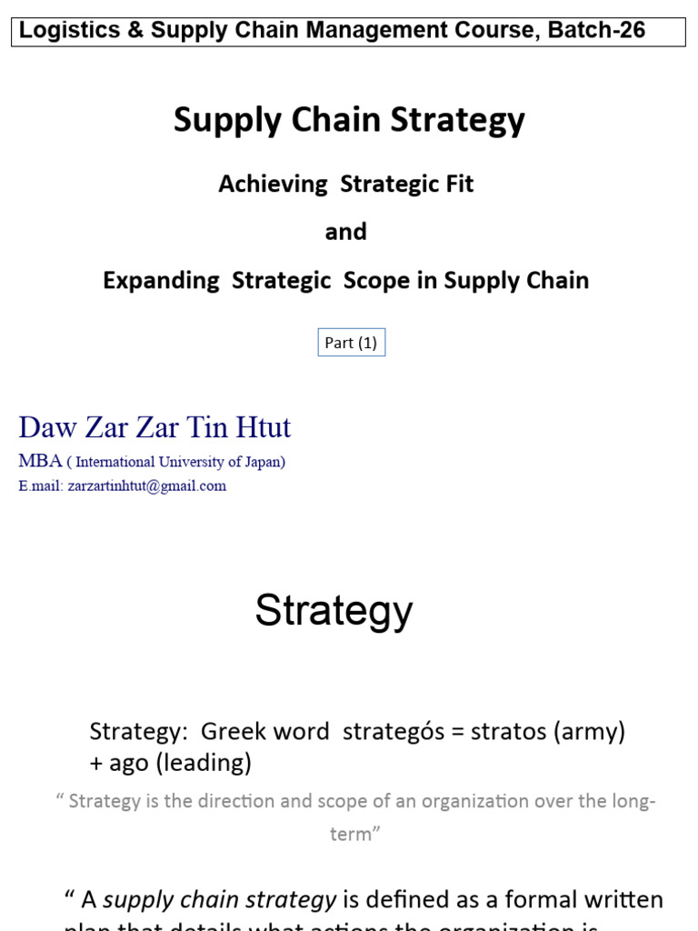 Supply Chain Strategy (Part-1) | PDF | Strategic Management | Supply Chain