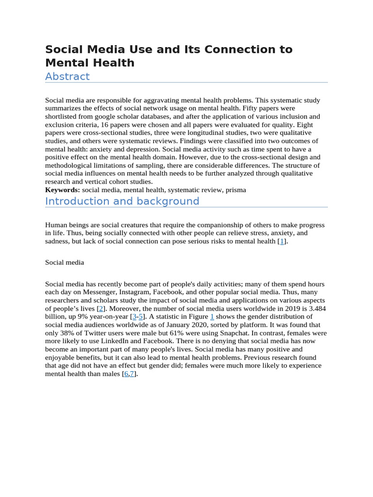 Social Media's Impact on Mental Health | PDF | Social Media | Popular ...