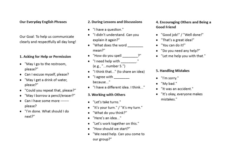 Our Everyday English Phrases | PDF
