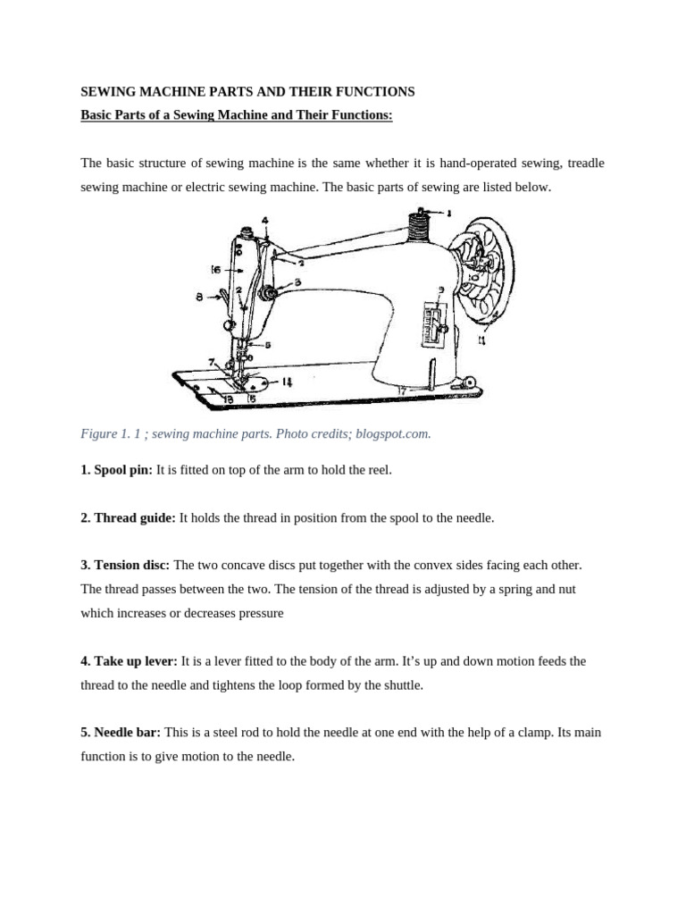 Sewing Machine Parts and Functions | PDF