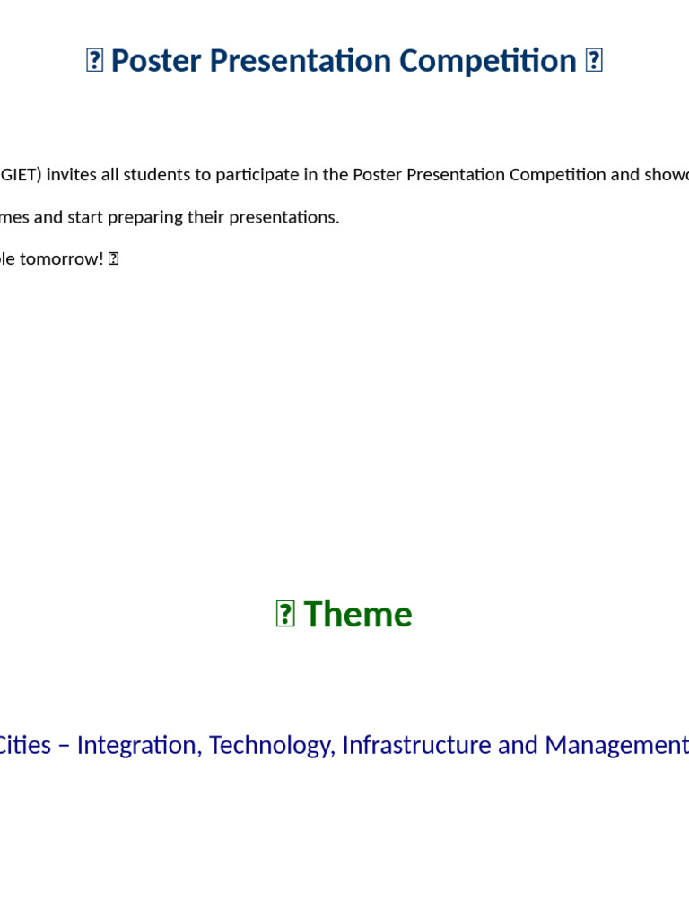 Poster Presentation Competition Theme Pdf