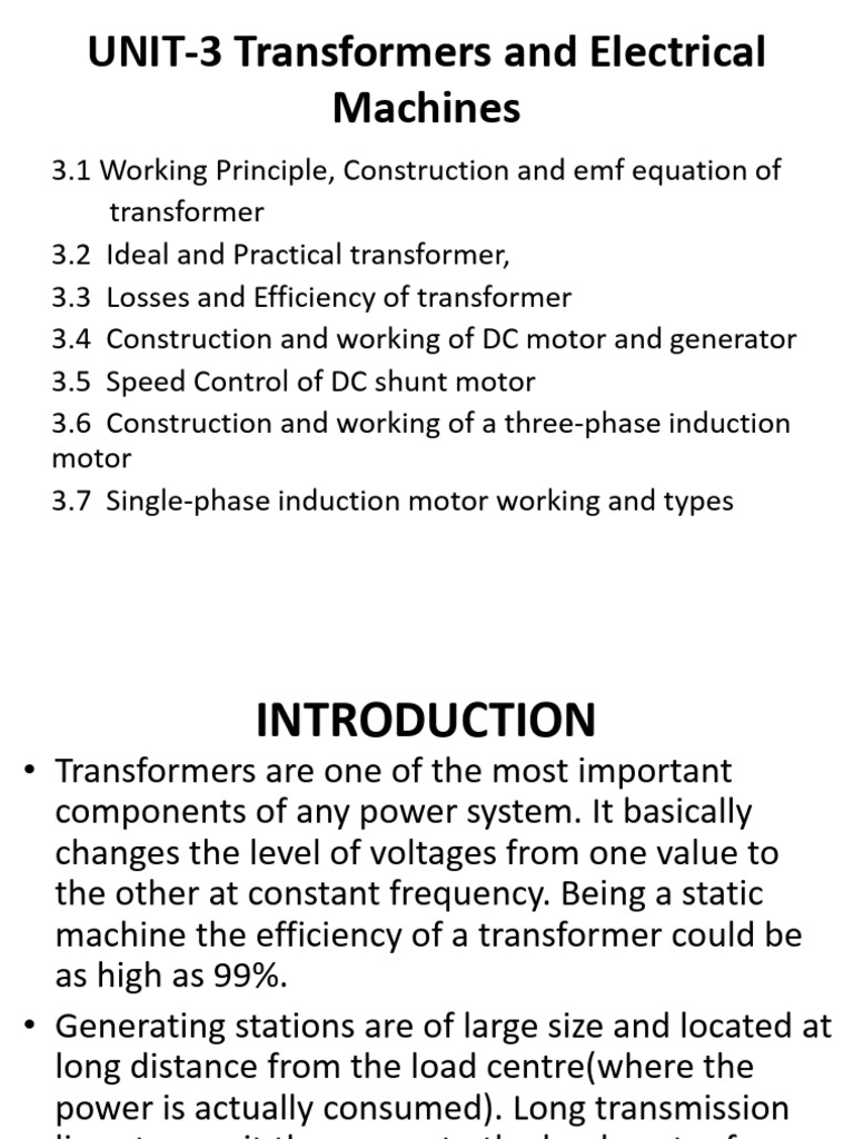 Unt 3-Transformers & Electrical Machines | PDF | Transformer | Electric ...