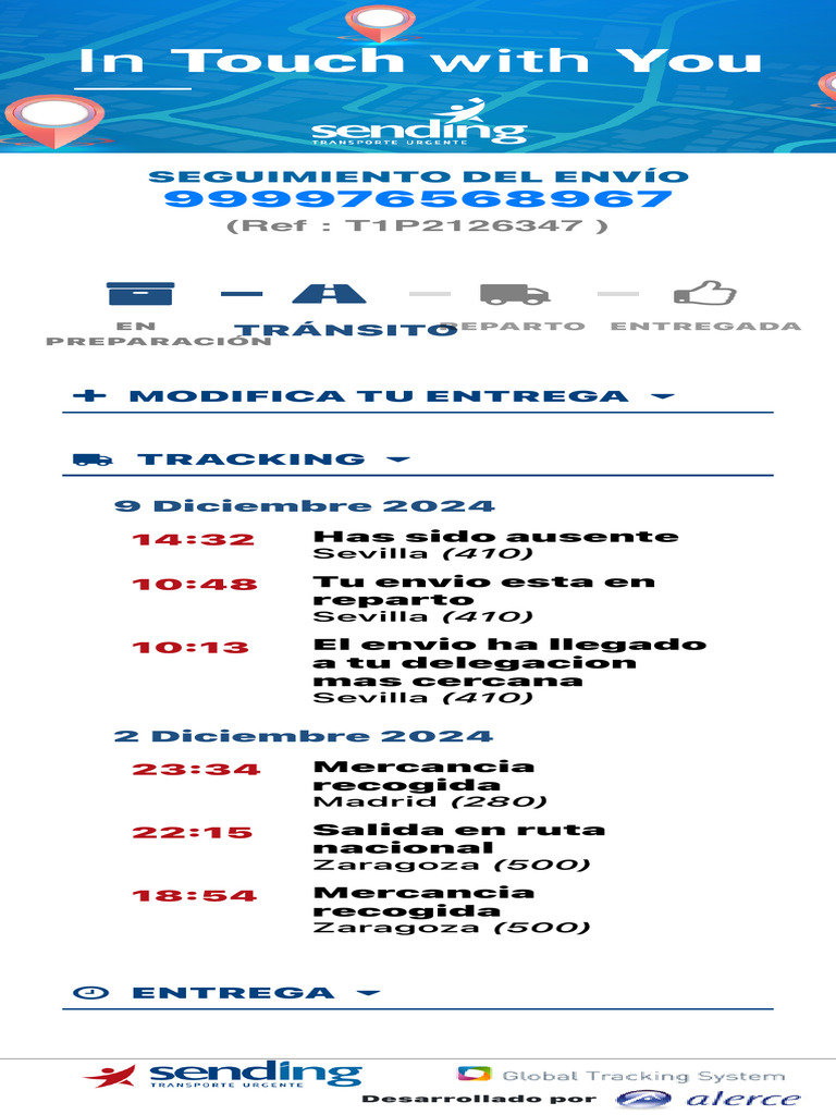 SENDING - Global Tracking System | PDF