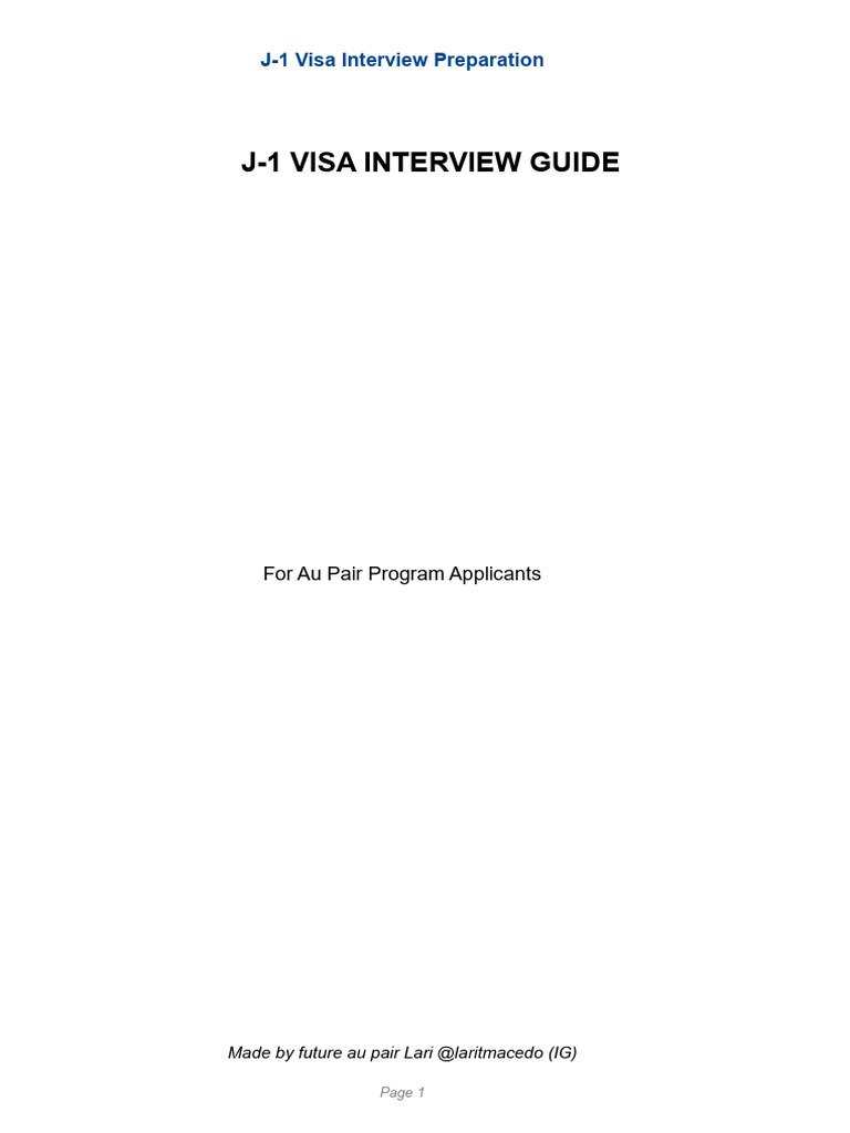 Perguntas para Entrevista de Visto J-1 | PDF
