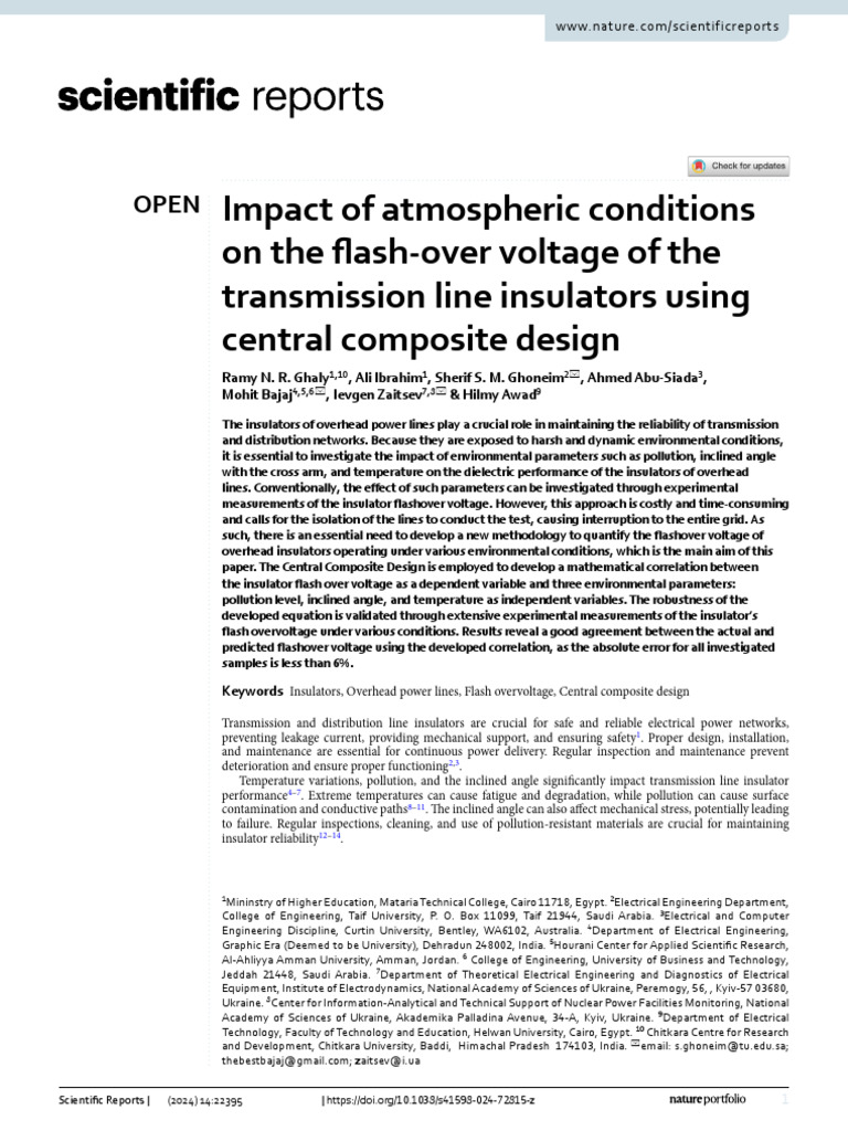 Flashover Voltage in Insulators Analysis | PDF | Insulator (Electricity ...