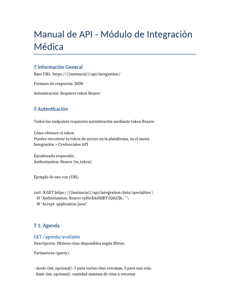 API de Integración Médica: Manual Completo | PDF | Informática