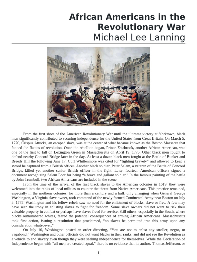African Americans in The Revolutionary War | PDF | Slavery In The ...