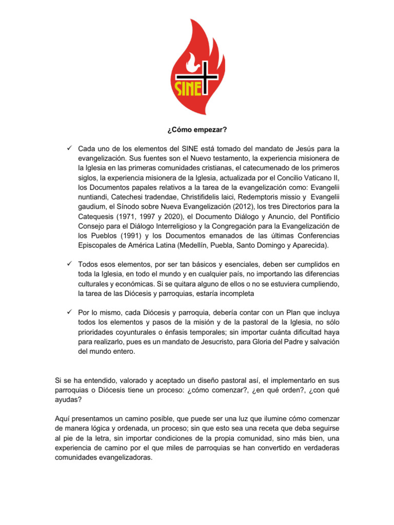Plan de Evangelización SINE | PDF | Evangelización | Iglesia Católica