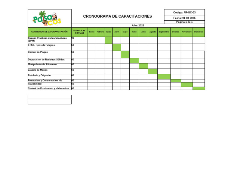 FR-GC-03 Cronograma de Capacitaciones | PDF