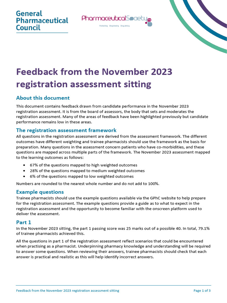 Feedback From The November 2023 Registration Assessment Sitting | PDF ...