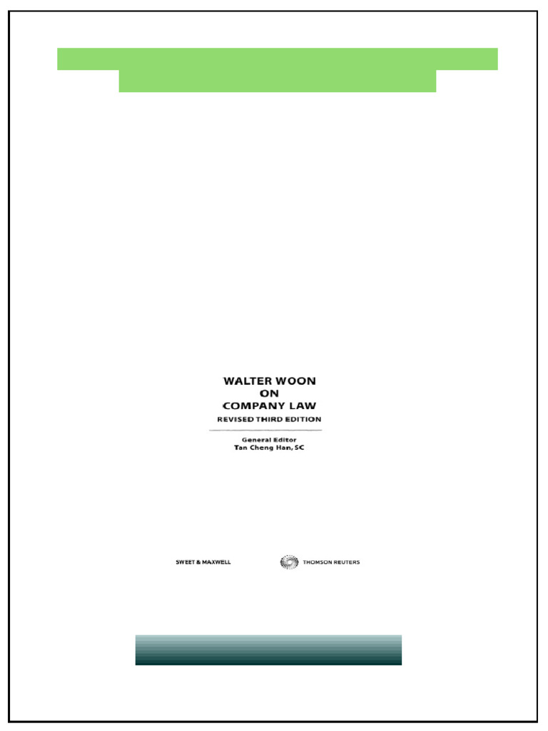 Walter Woon on Company Law 3rd, revised Edition Cheng Han Tan full ...