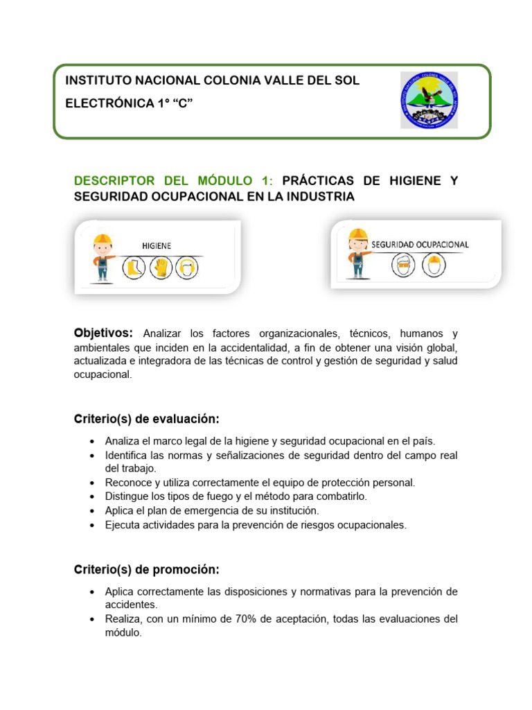 Módulo 1 - Semana 1 | PDF | Seguridad y salud ocupacional