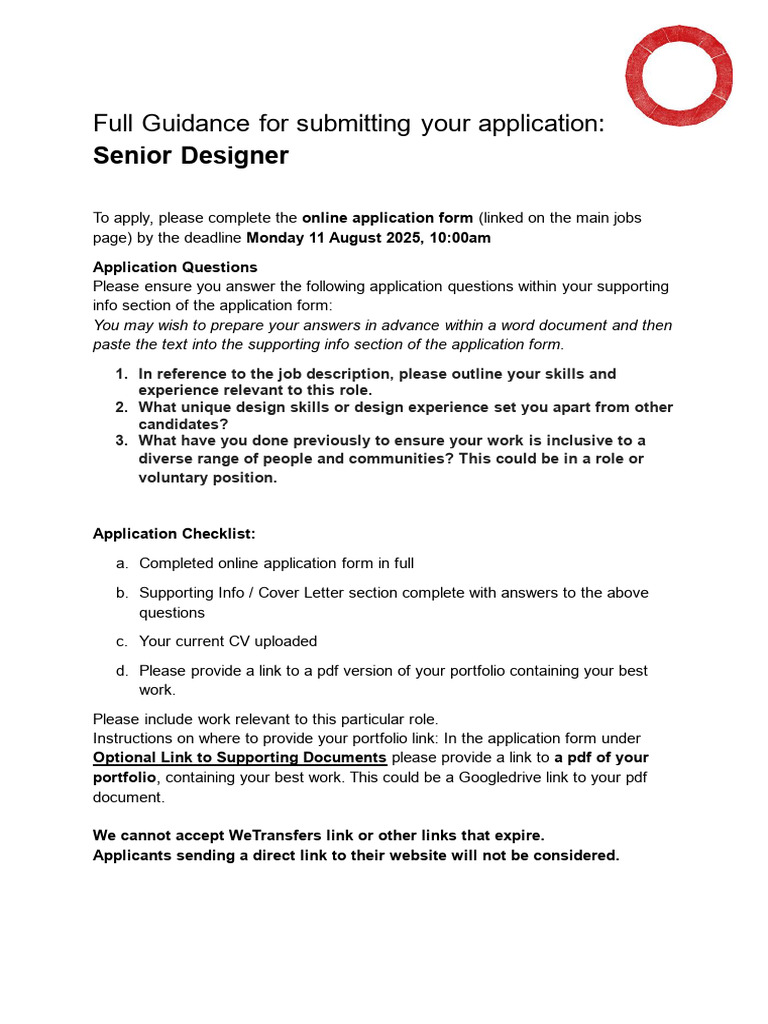 Full Guidance For Submitting Your Application | PDF