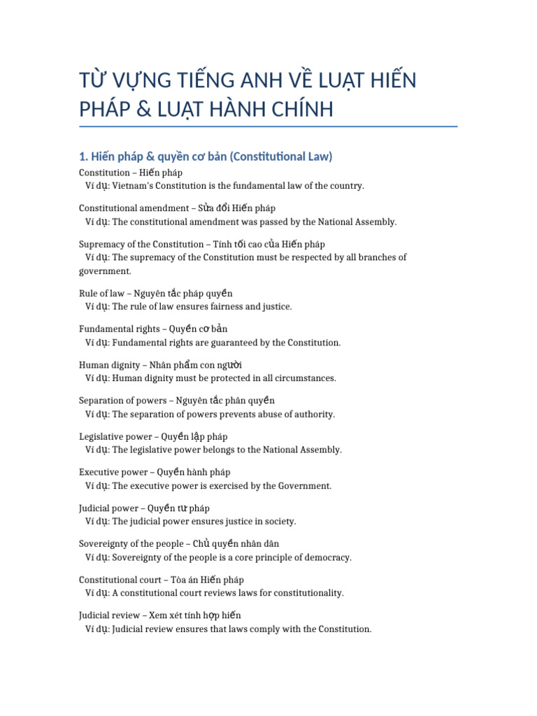 Tu Vung Luat Hien Phap Hanh Chinh | PDF