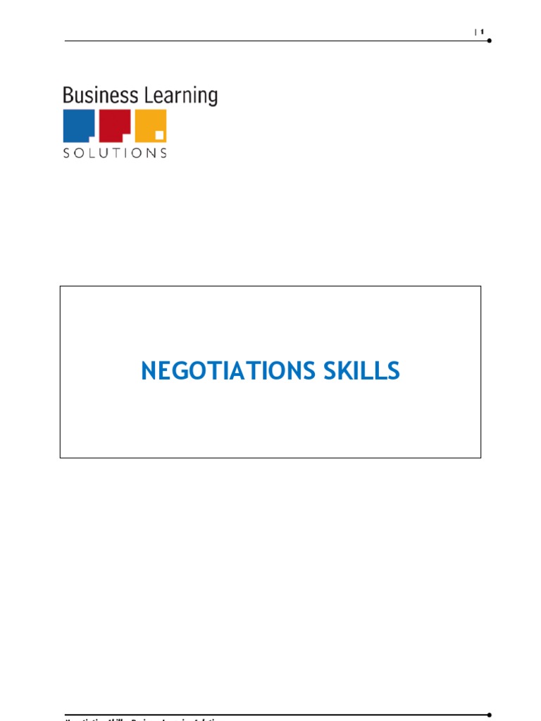 Mastering Negotiation Skills Guide | PDF | Bargaining | Negotiation