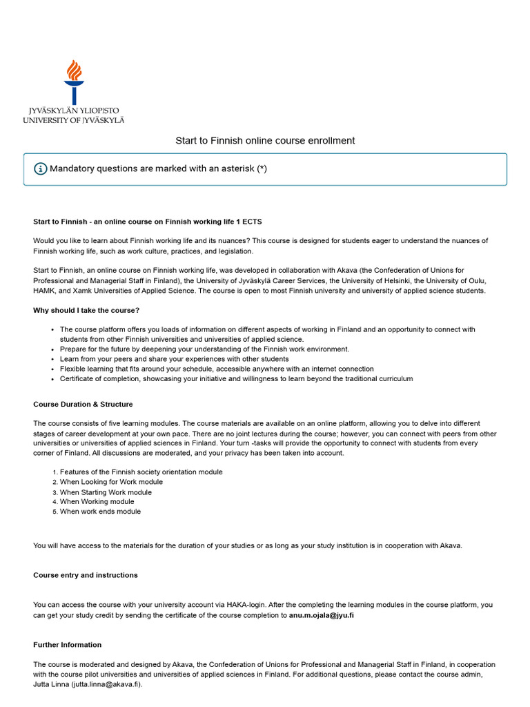 Finnish Working Life Online Course | PDF | Finland | Educational Technology