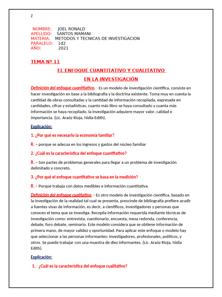 JOEL RONALD SANTOS MAMNI 1d2 | PDF | Teoría | Hipótesis