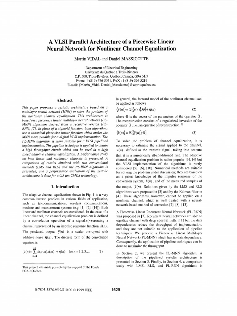 A VLSI Parallel Architecture of A Piecewise Linear Neural Network For ...