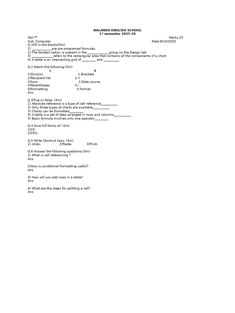 7th Computer | PDF