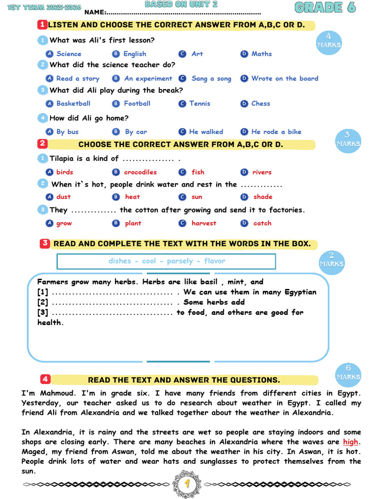 G6 Unit 2 Mr. Mahmoud Goda (2026) | PDF | Alexandria