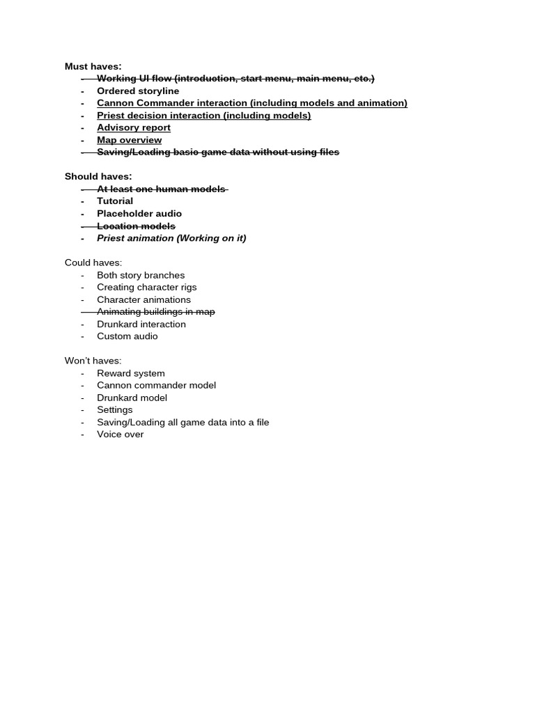 Game Development Feature Checklist | PDF