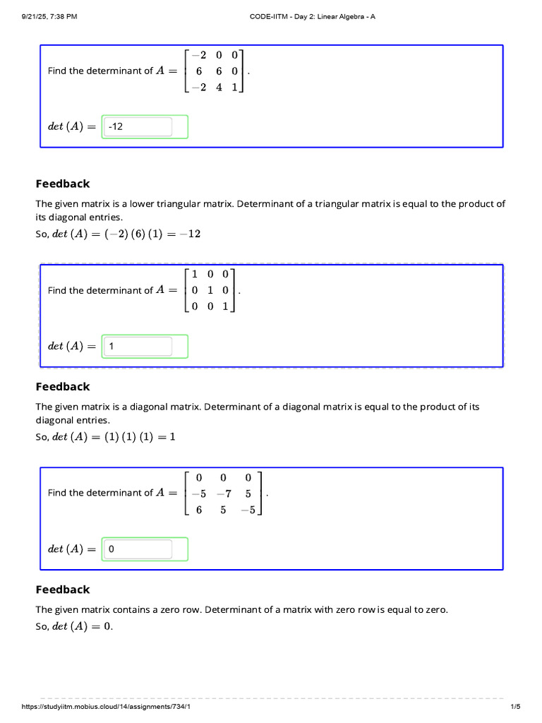 Linear Algebra Determinant 2 | PDF | Determinant | Matrix (Mathematics)