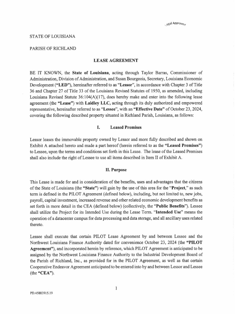 Project Sucre Ground Lease EXECUTED Redacted | PDF