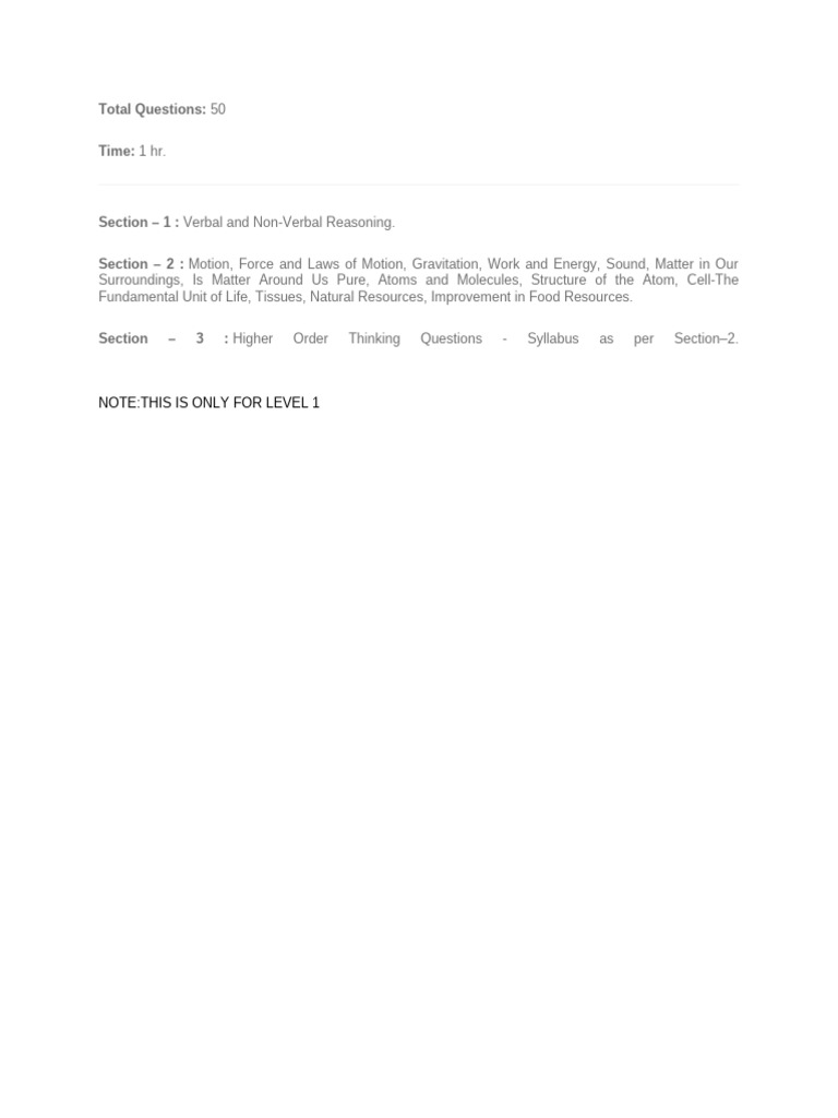 Nso Class 9 Syllabus | PDF