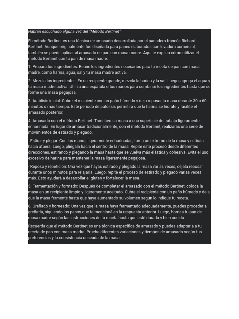 Habrán Escuchado Alguna Vez Del "Método Bertinet" | PDF | Panes | Cocina