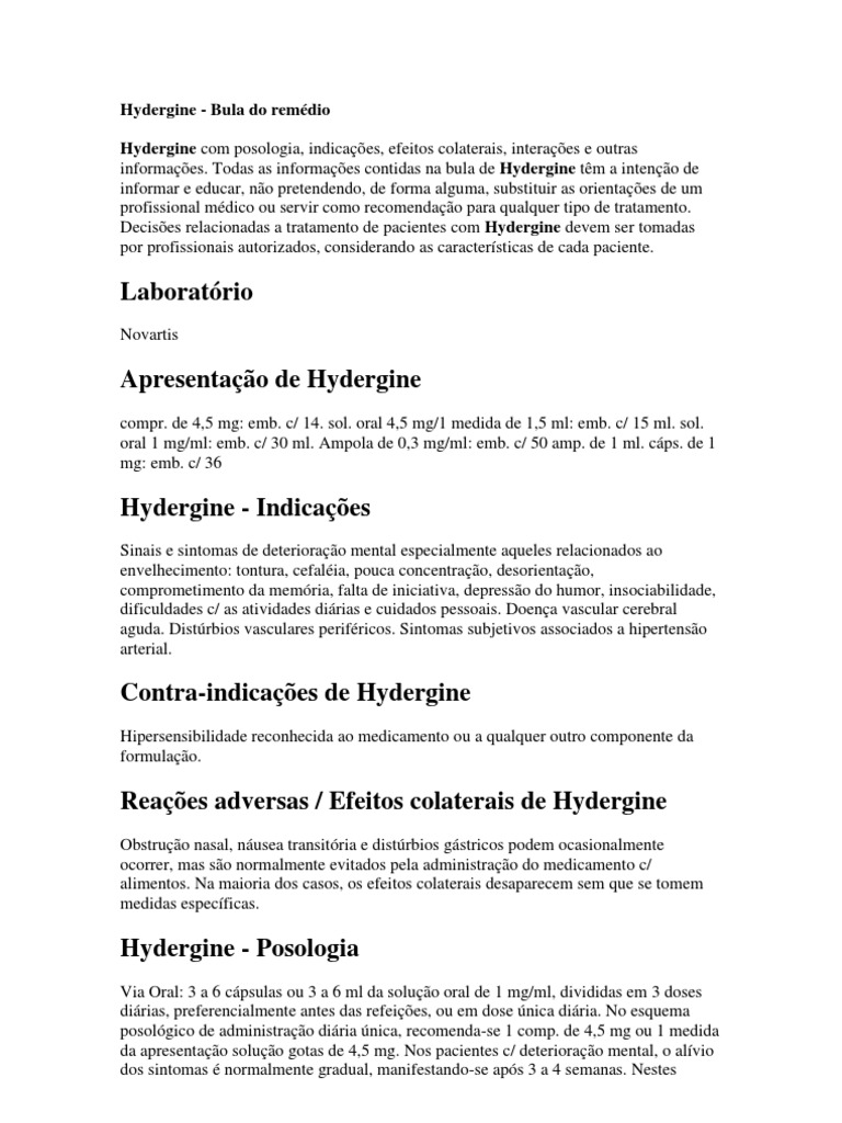 Hydergine | PDF | Eletroencefalografia | Hipertensão