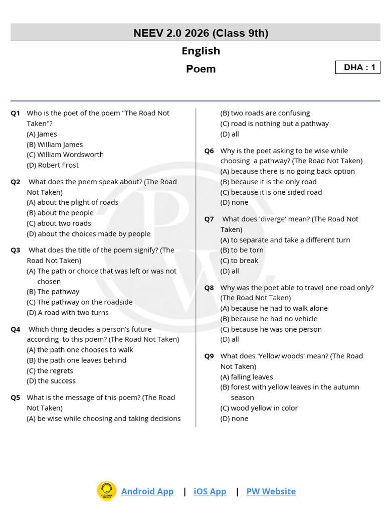Poem DHA 01 NEEV 2 0 2026 Class 9th | PDF | Poetry