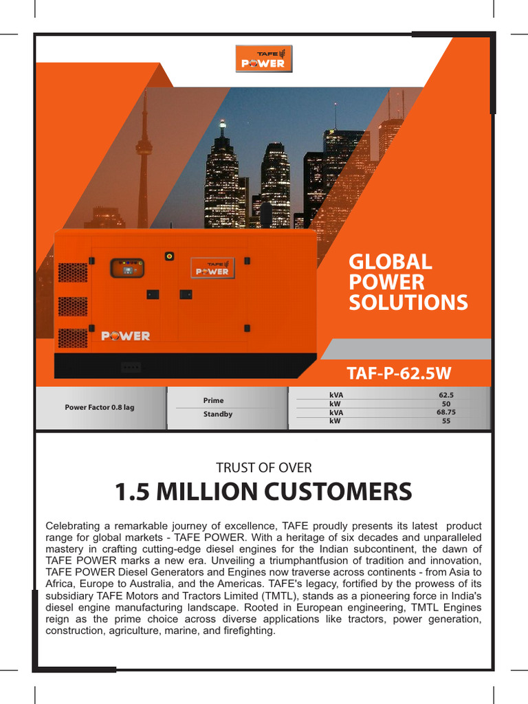 Tafe Power Brochure 62.5 Kva | PDF | Engines | Diesel Engine