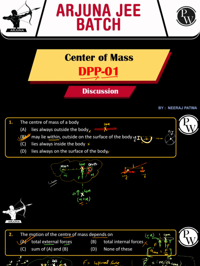 Centre of Mass - DPP 01 Solution Notes | PDF