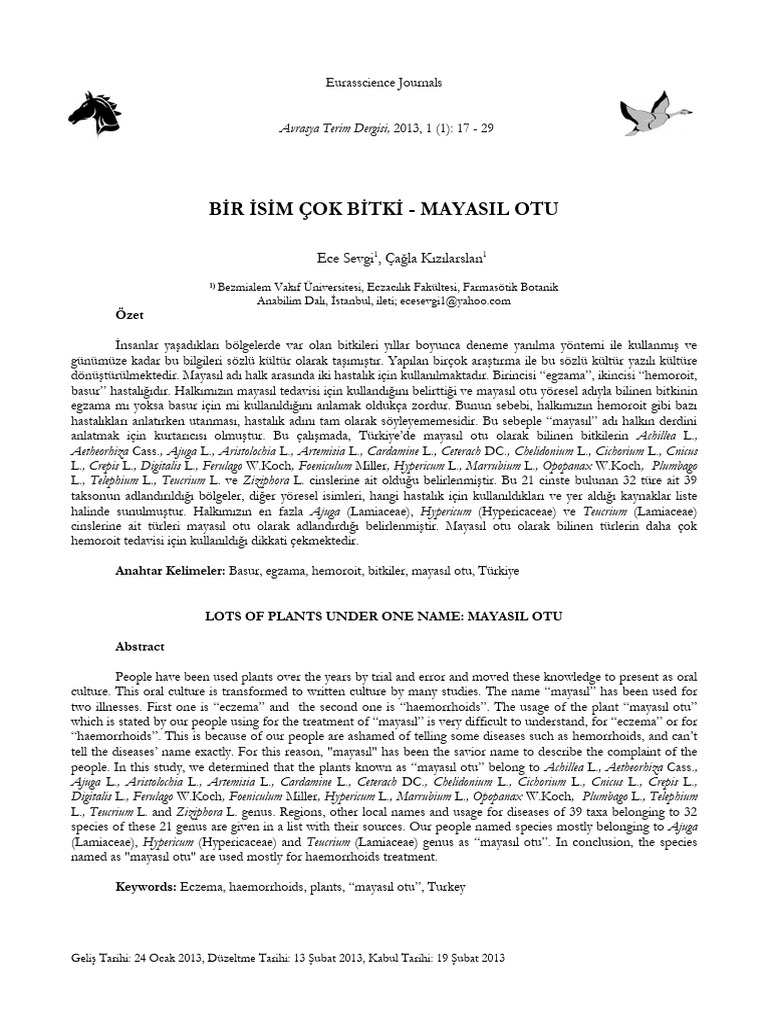 Bir Isim Çok Bitki Mayasıl Otu (#70112) - 59819 | PDF