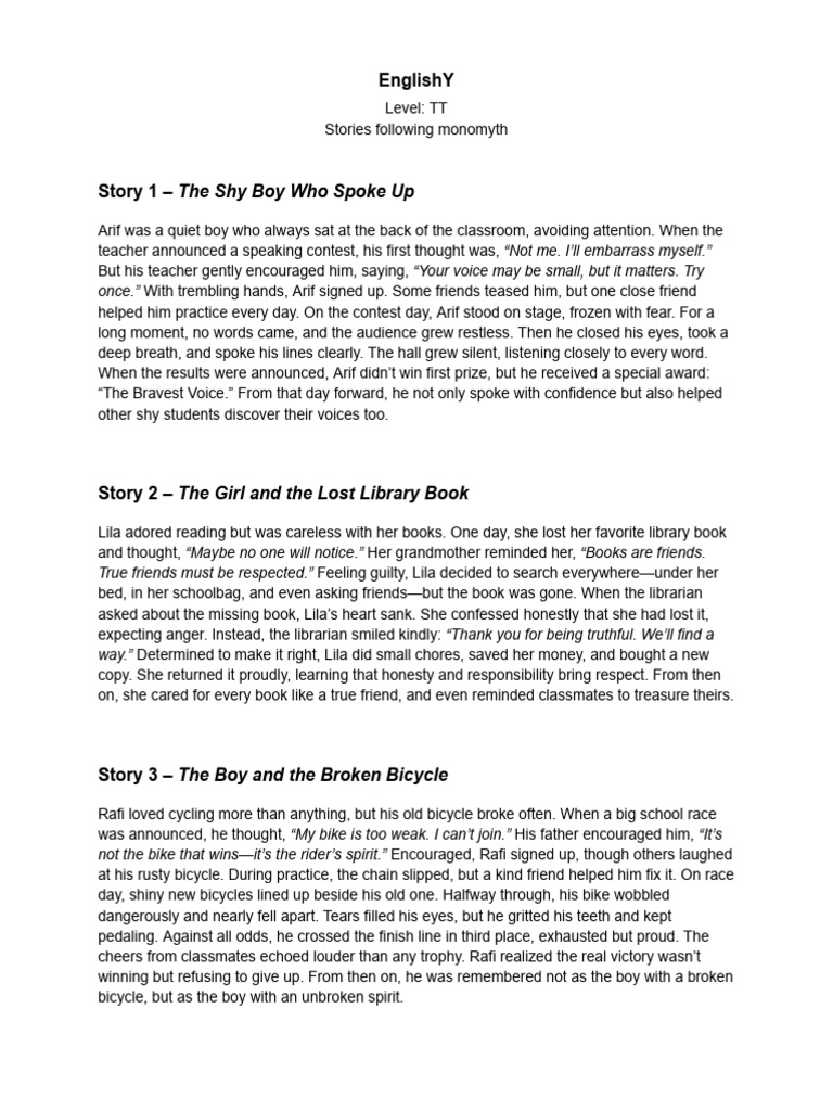 EY TT 3 Stories (Only) Using Monomyth | PDF