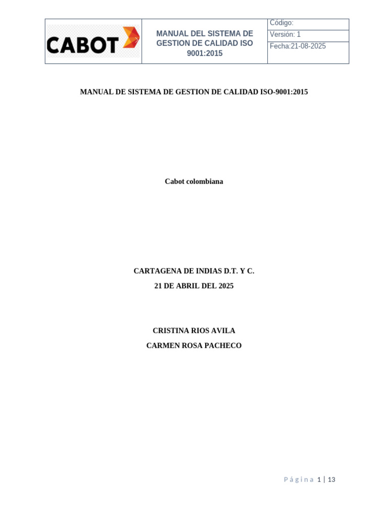 CDC SGC m1 Manual Parte 1 | PDF | Calidad (comercial) | Sistema de ...