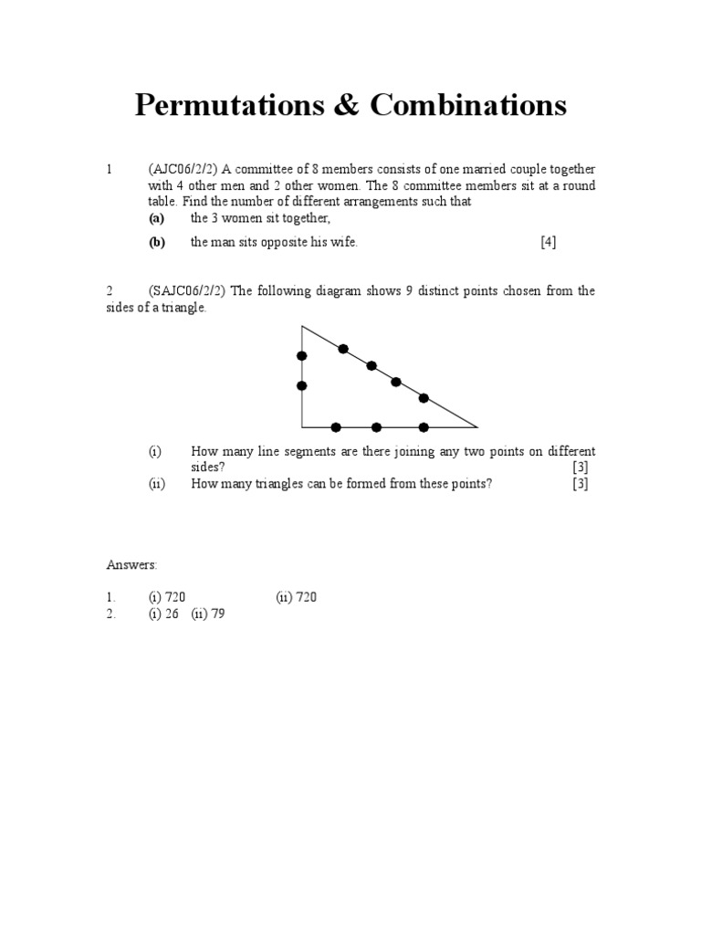 Permutations and Combinations Problems | PDF