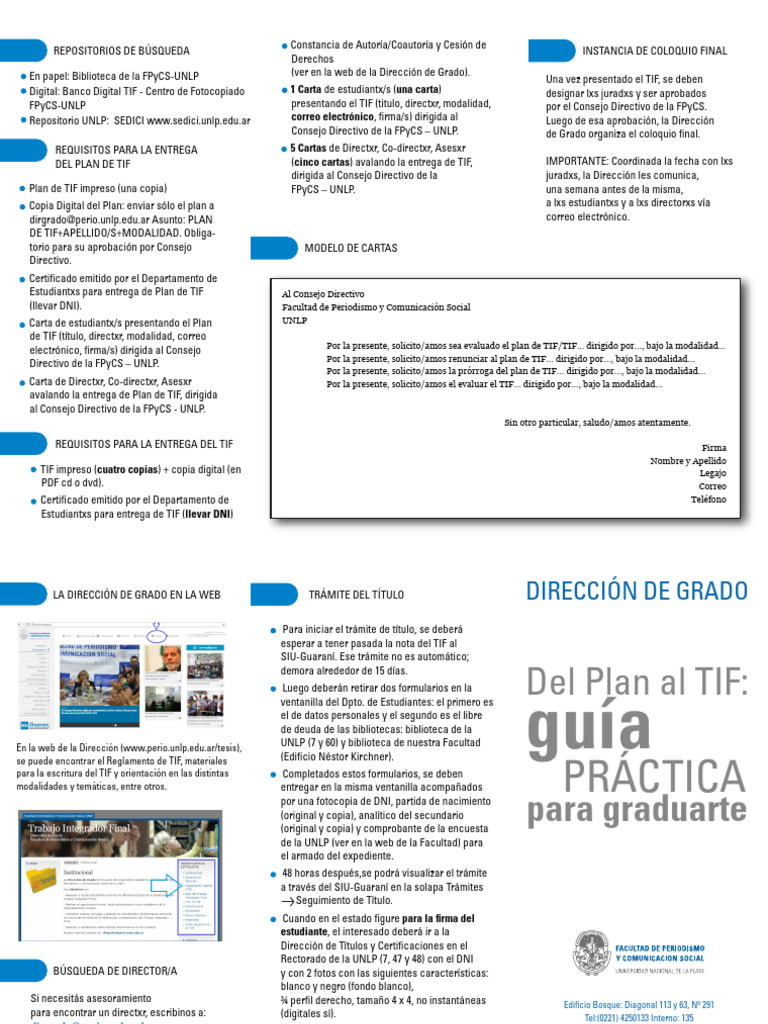 Requisitos Entrega Plan y TIF UNLP | PDF