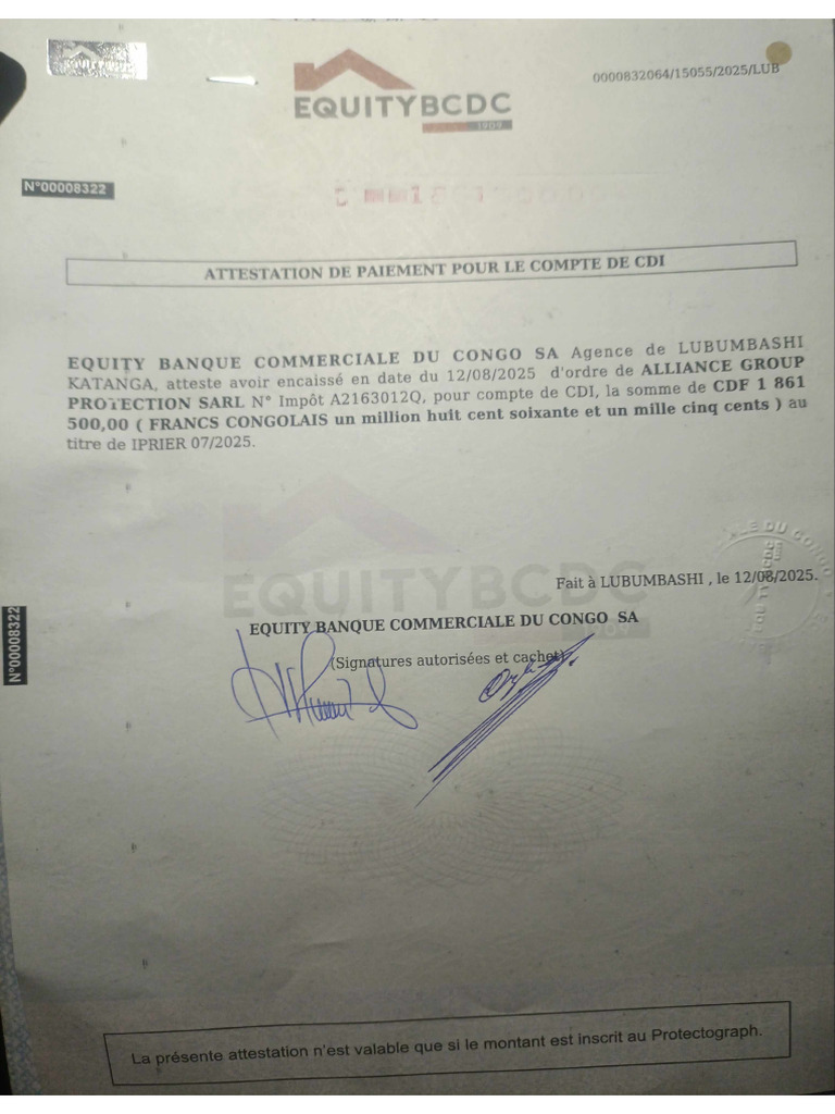 Attestation de PMT IPR Juillet AGP | PDF