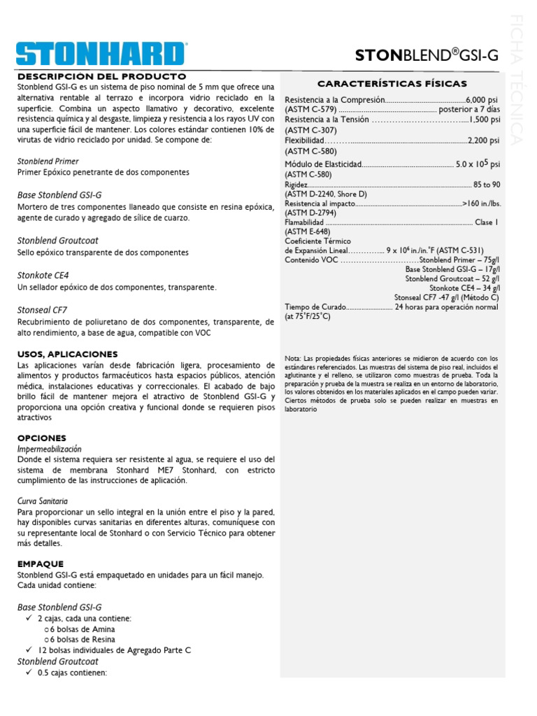 Stonblend GSI-G: Sistema de Piso Ecológico | PDF | Laboratorios ...