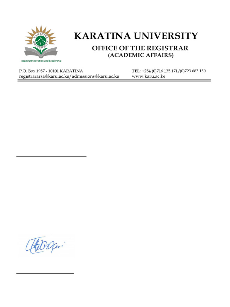 Change of Programme Letter For - Leleshep Lenana | PDF